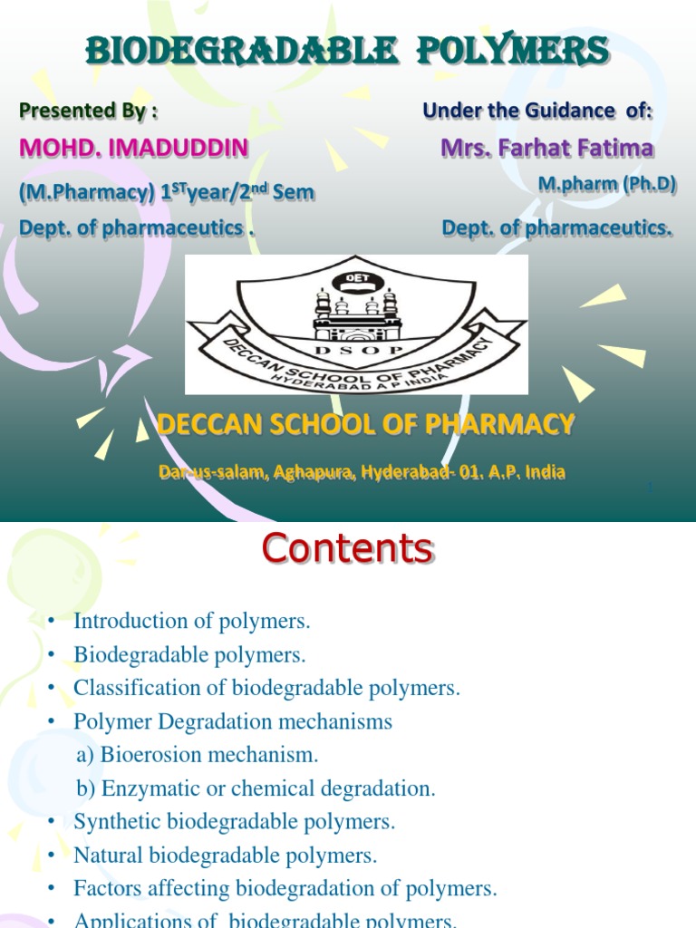 Biodegradable Polymers - Investigatory Project | PDF | Polymers ...