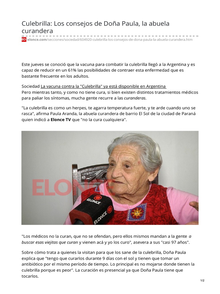 Culebrilla Los Consejos de Doña Paula La Abuela Curandera | PDF ...
