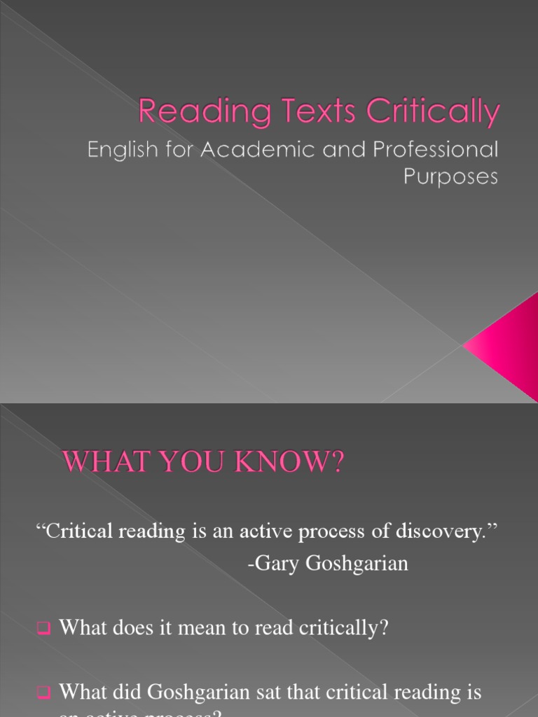Reading Texts Critically | PDF | Argument | Fallacy