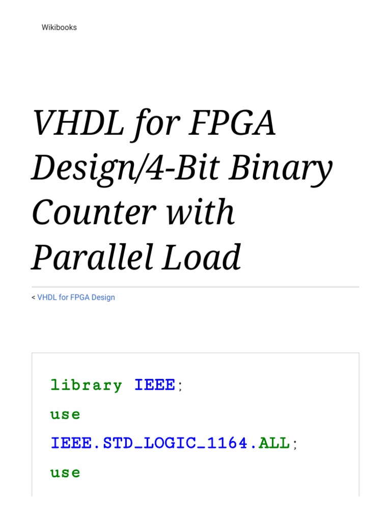 VHDL 4-Bit Counter Guide | PDF