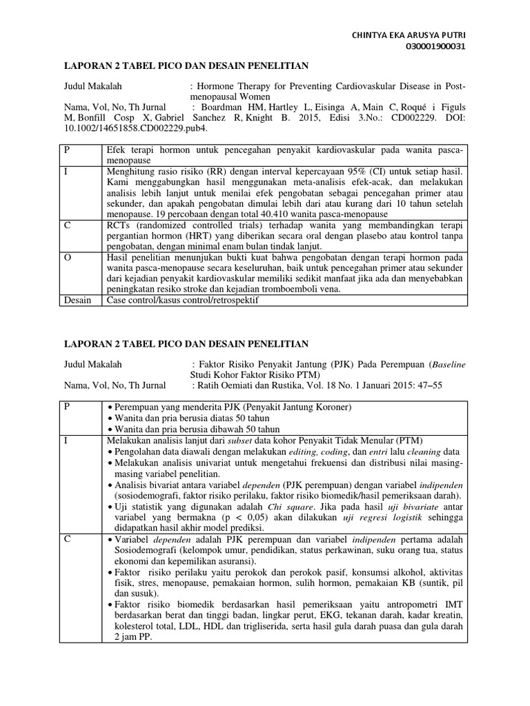 Tabel Pico Dan Desain Penelitian | PDF | Pengembangan Diri | Kesehatan ...