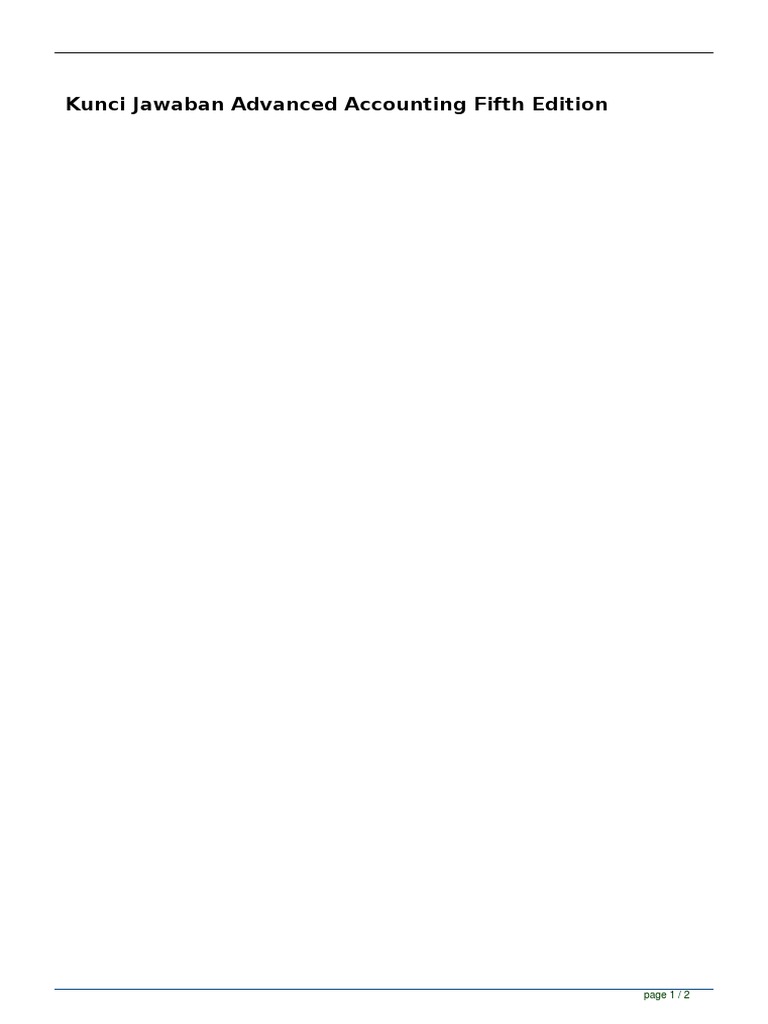 Kunci Jawaban Advanced Accounting Fifth Edition Download Free Pdf