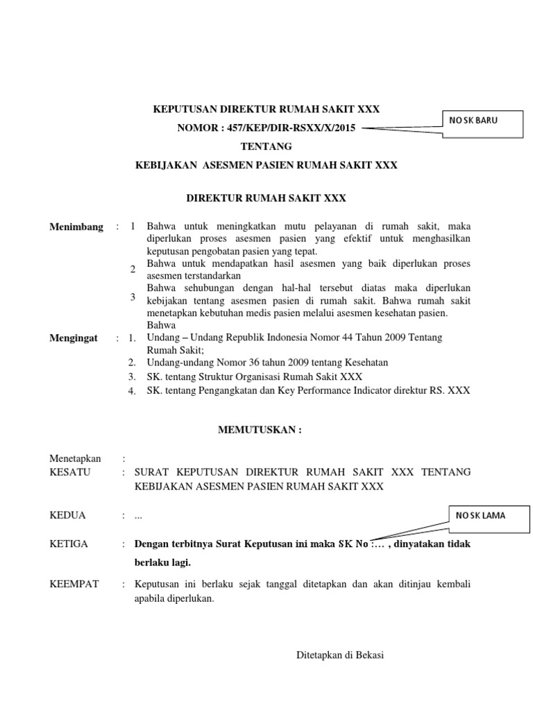 Contoh SK Revisi Kebijakan Lama | PDF