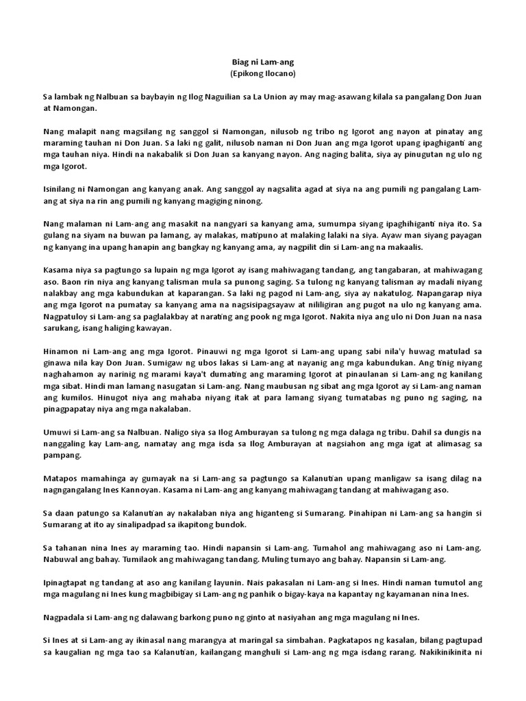 Mga Halimbawang Epiko | PDF