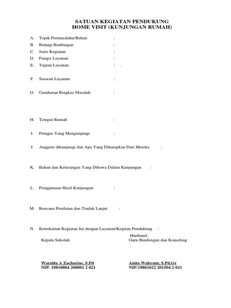 Format Home Visit BK | PDF