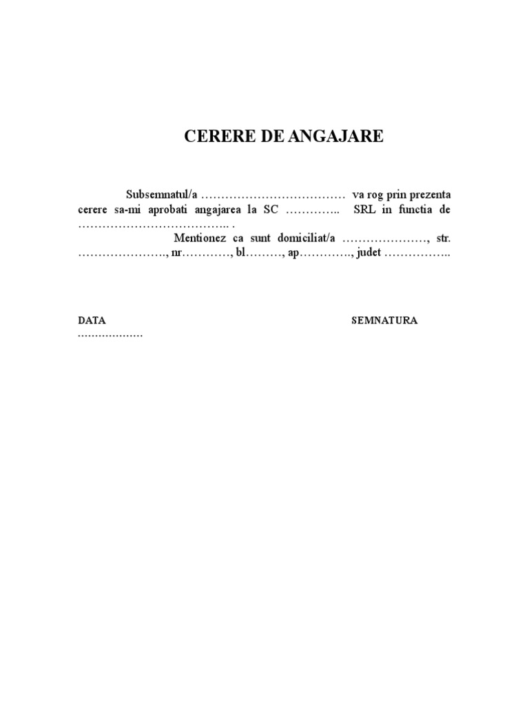 Cerere de Angajare | PDF