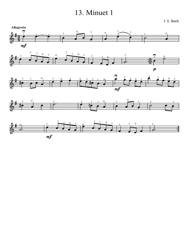 Suzuki Violin Method V 1 Bach Minuet 1 PDF | PDF