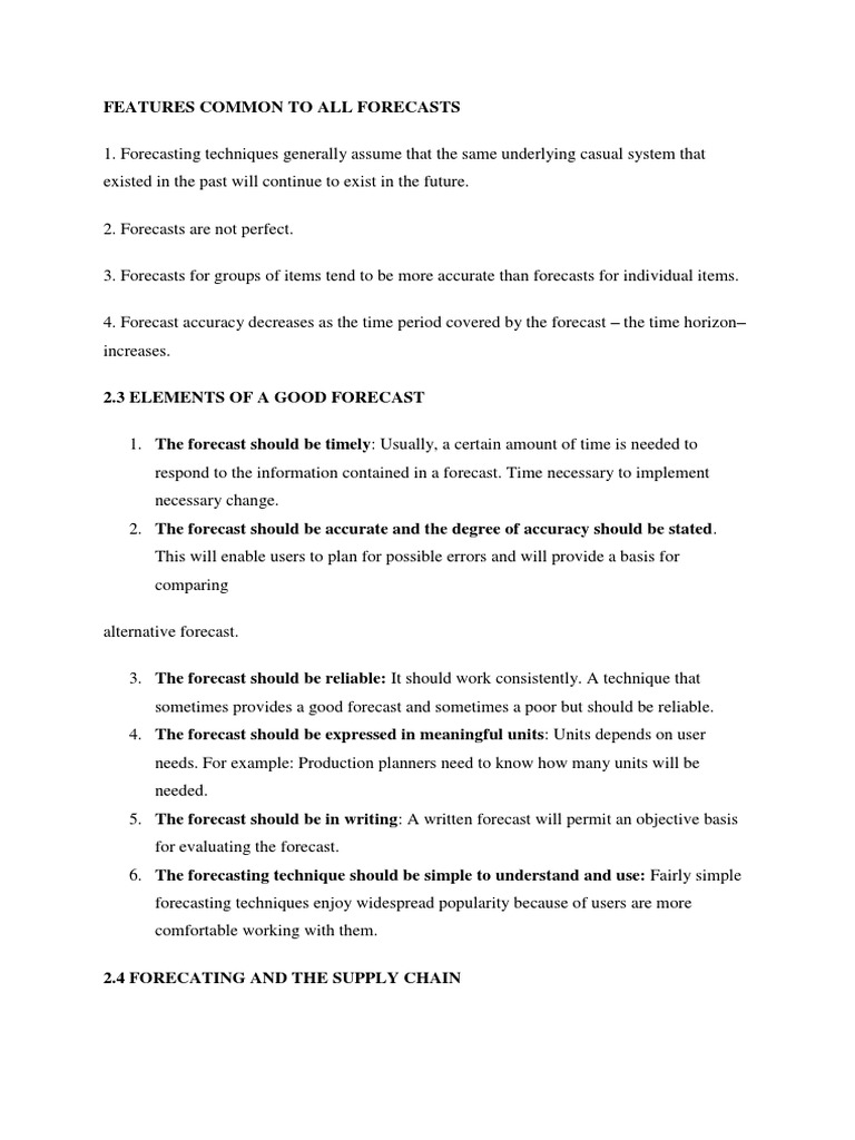 ESSENTIAL ELEMENTS OF FORECASTING | PDF | Moving Average | Forecasting