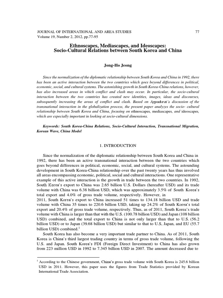 Ethnoscapes, Mediascapes, and Ideoscapes: Socio-Cultural Relations ...