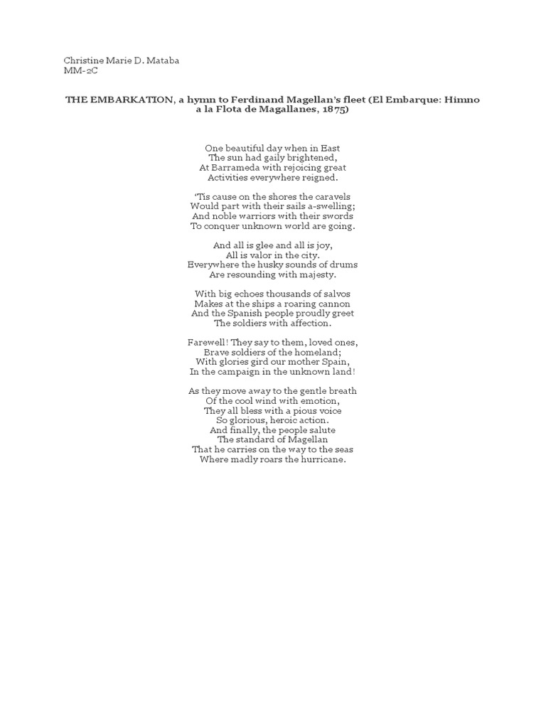 El Embarque: Hymn to Magellan's Fleet | PDF