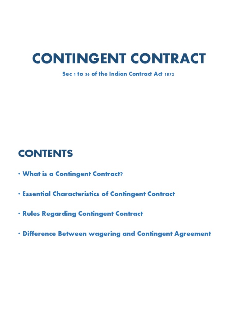 Contingent Contract | Download Free PDF | Gambling | Guarantee