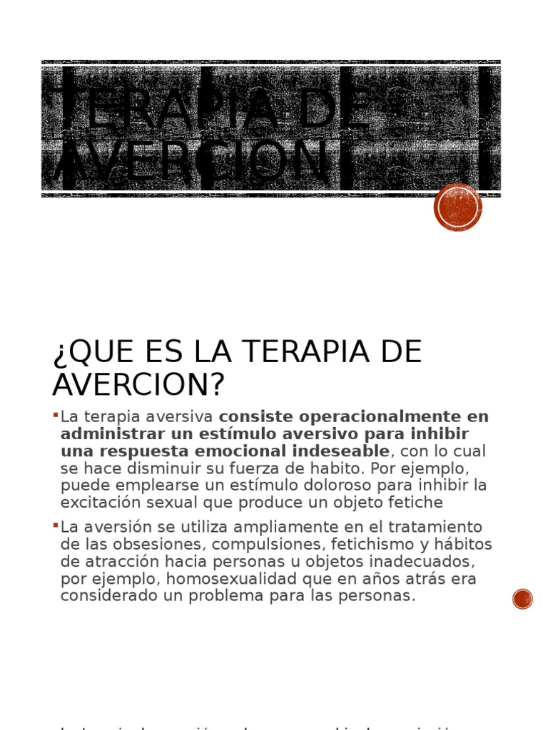 Terapia de Aversión: Definición y Técnicas | PDF | Psiquiatría ...