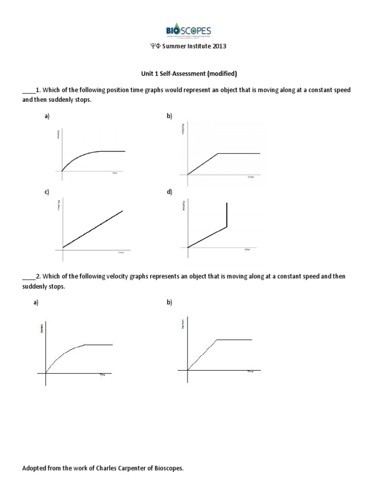 Physics Motion Graphs Assessment | PDF | Velocity | Speed