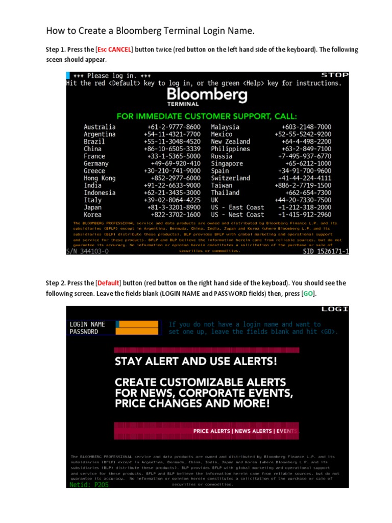 How To Create A Bloomberg Terminal Login Name.: Esc Cancel | PDF