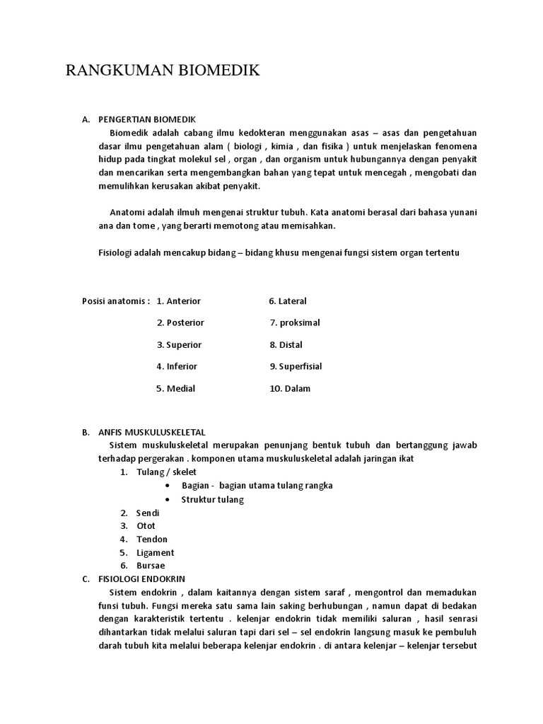 Rangkuman Biomedik | PDF