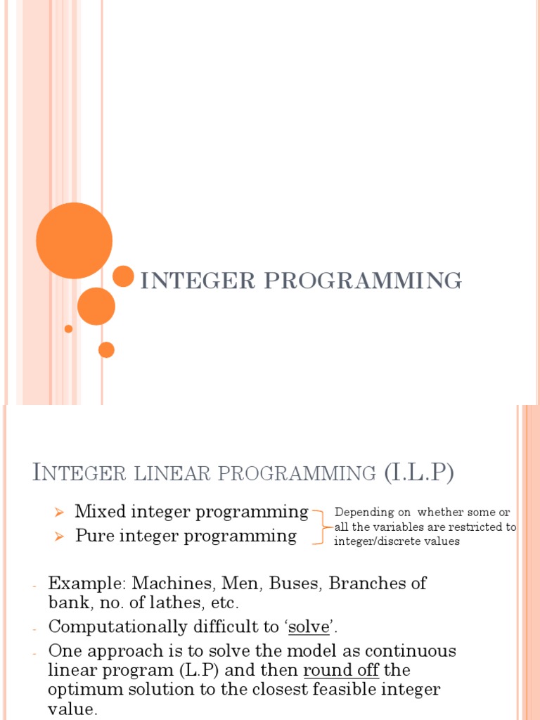 Integer Programming With Animation | PDF | Mathematical Optimization | Linear Programming