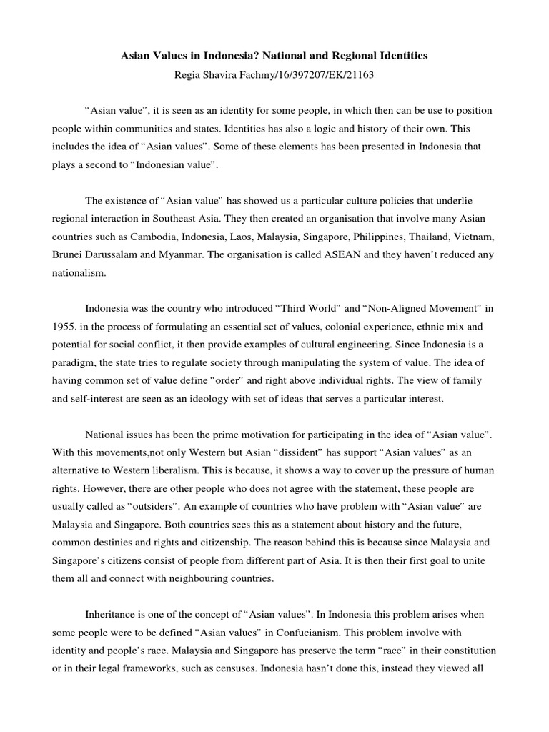 Asian Values in Indonesia | PDF | Asia | Indonesia