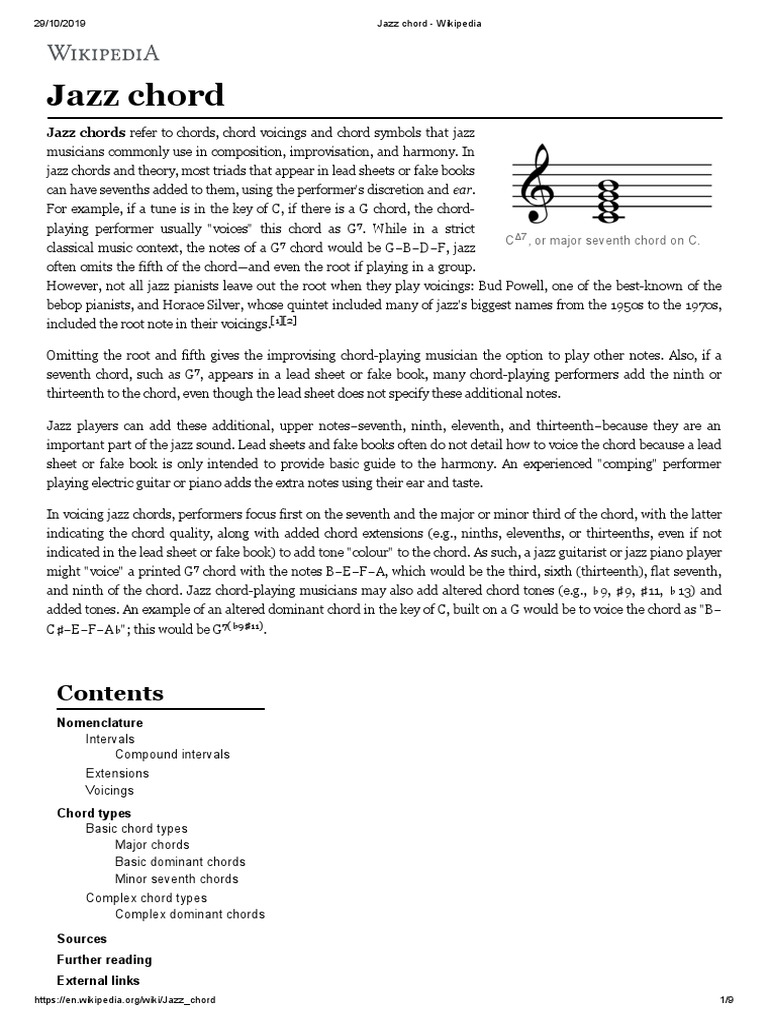 Jazz Chord: Jazz Chords Refer To Chords, Chord Voicings and Chord ...