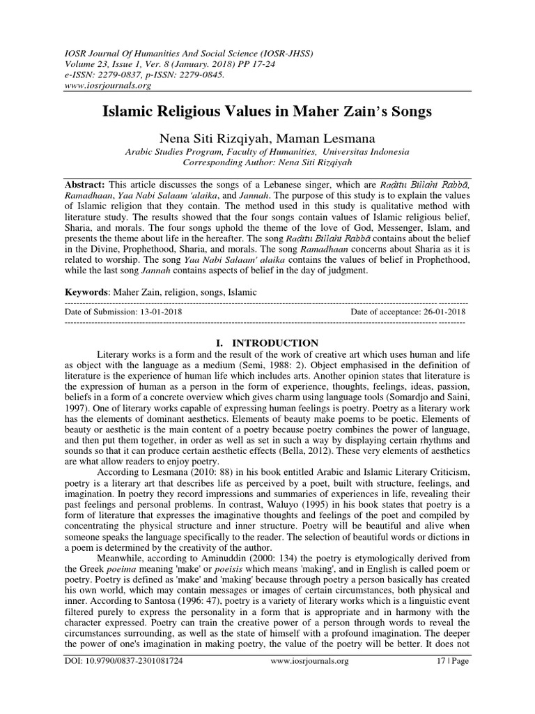 Islamic Religious Values in Maher Zains | PDF | Prophets And Messengers ...