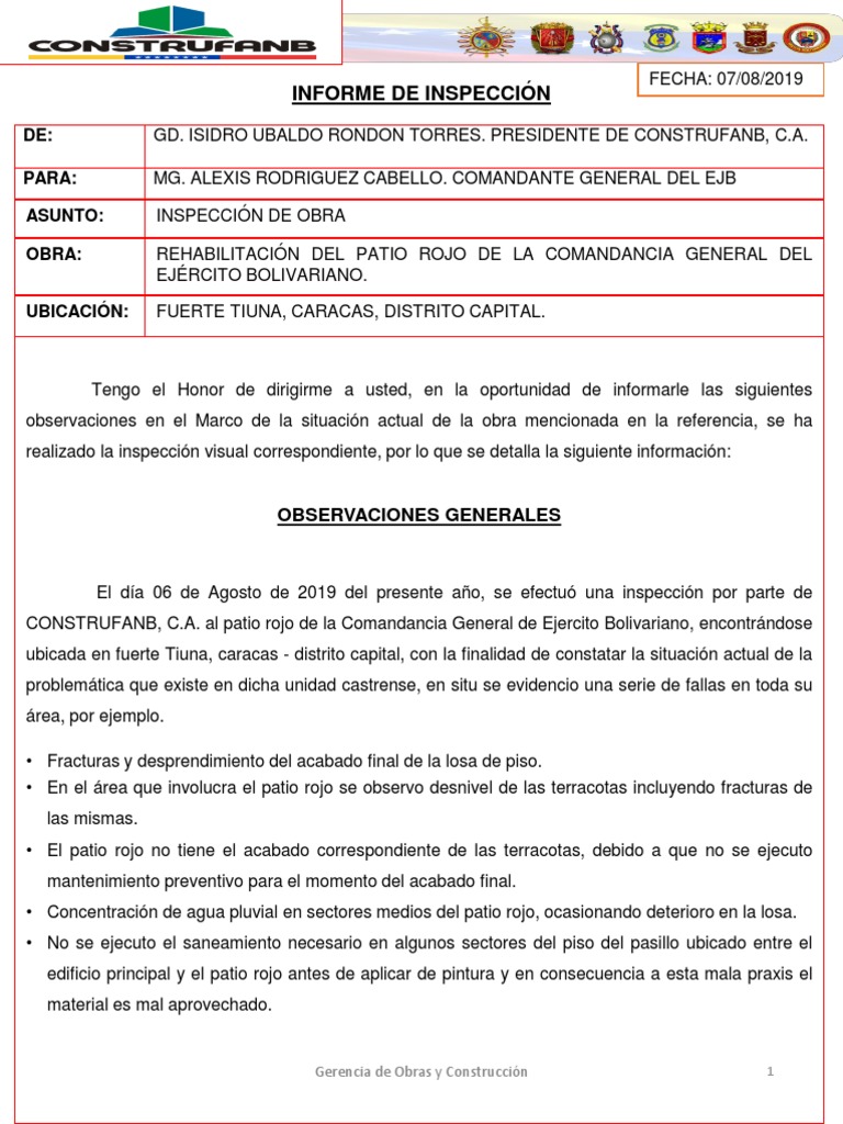 Informe de Inspección | PDF | Hormigón | Materiales