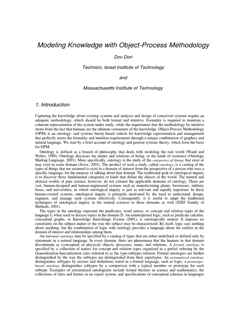Modeling Knowledge with Object-Process Methodology | PDF | Resource ...