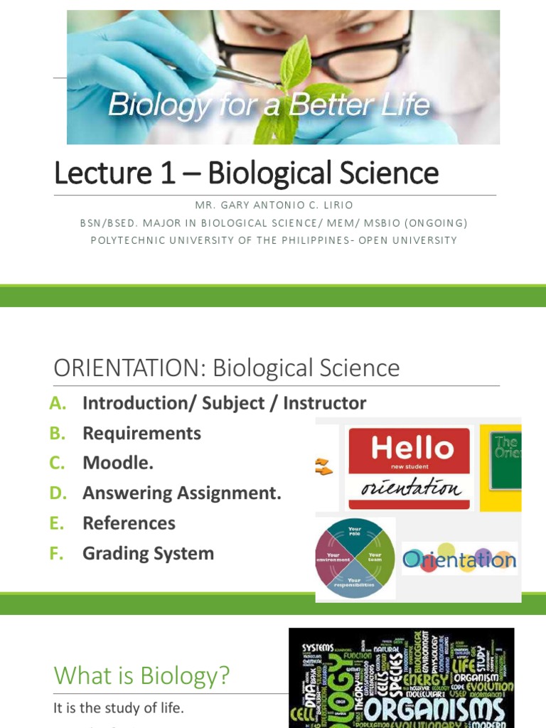 Lec 1 - Intro Biosci | PDF | Cell (Biology) | Life