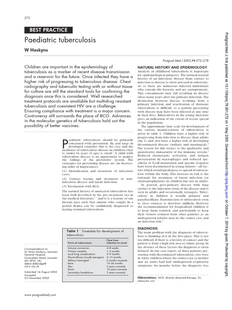 Paediatric Tuberculosis: Best Practice | PDF | Tuberculosis | Infection