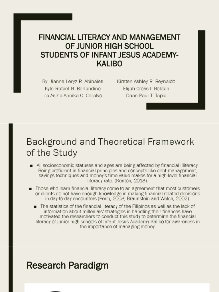 Financial Literacy and Management of Junior High School | PDF ...