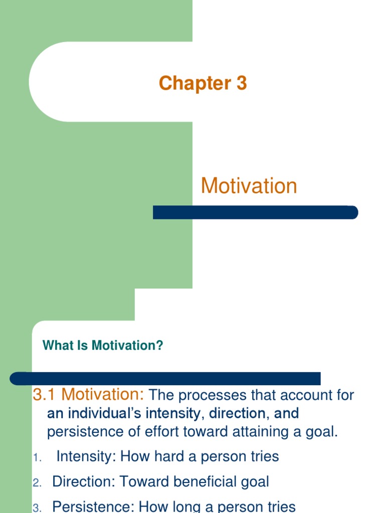 Lecture Note of Chapter Three Motivation | PDF | Motivation | Motivational