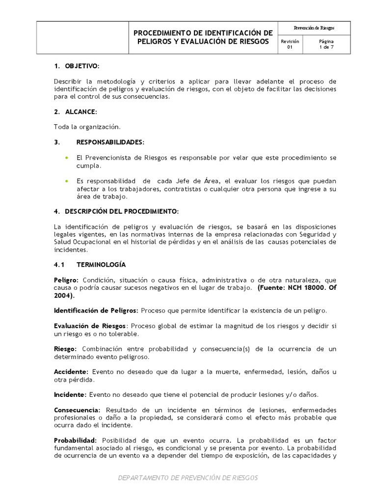Procedimiento Iper | PDF | Riesgo | Probabilidad
