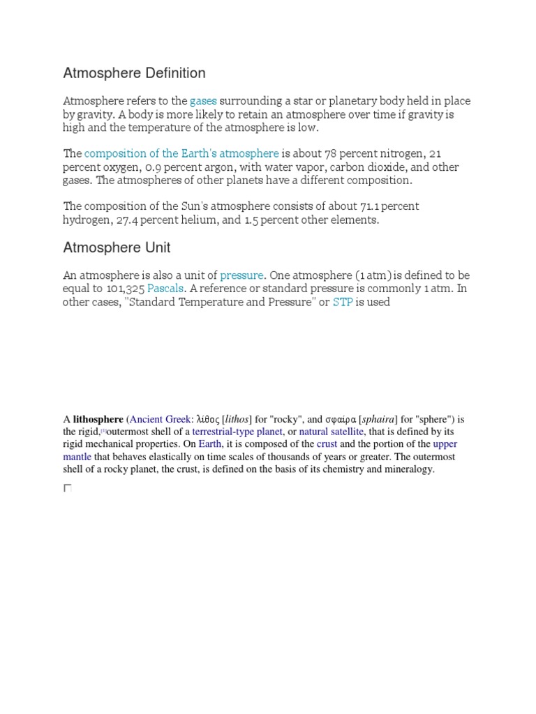Atmosphere Definition | PDF