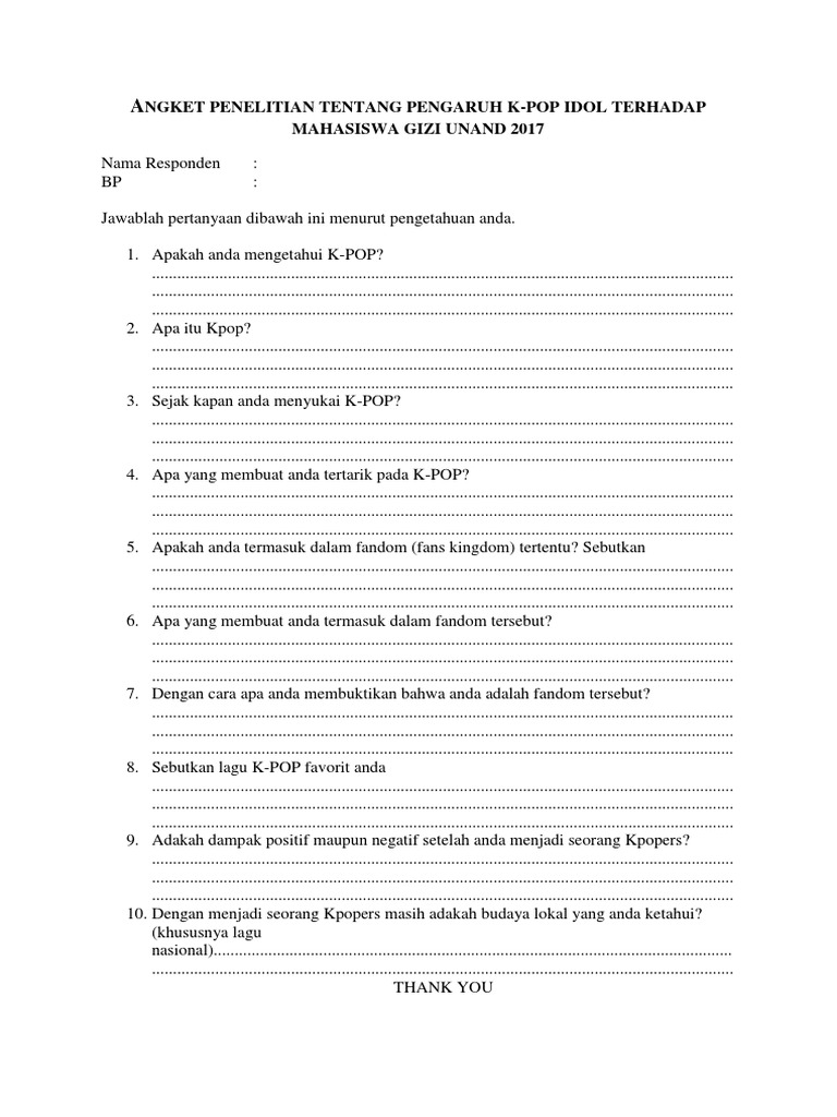 Angket Penelitian Tentang Pengaruh K | PDF