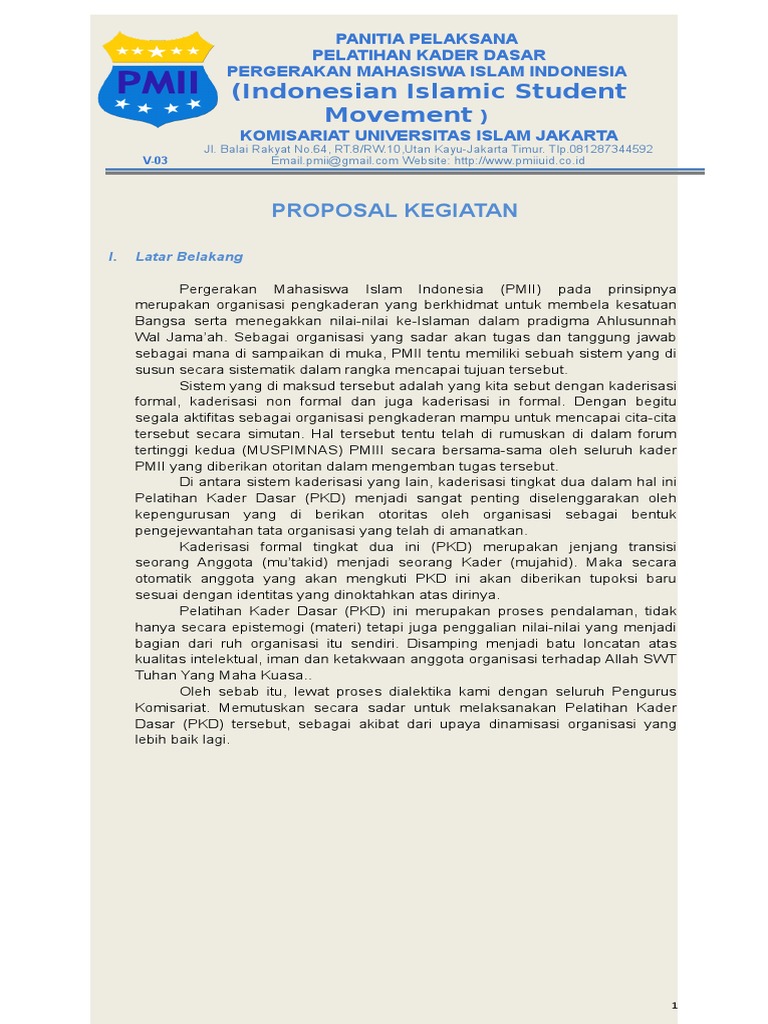 Proposal PKD Komisariat | PDF