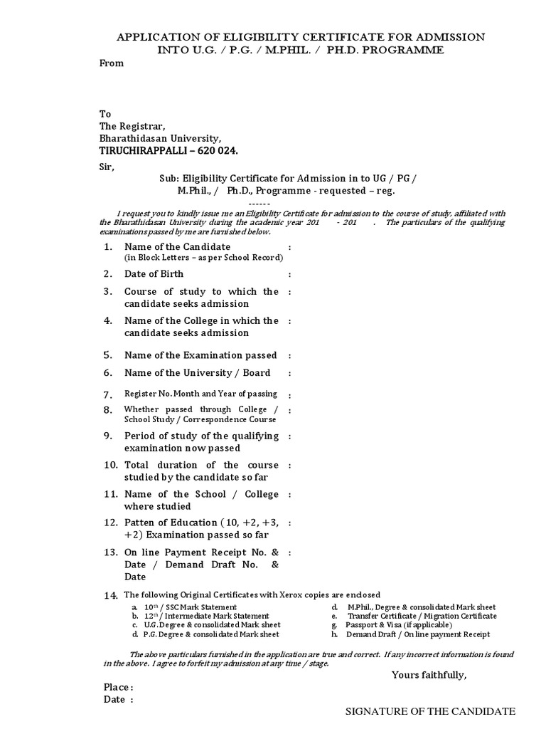 Eligibility Certificate Application Guide | PDF | Postgraduate ...