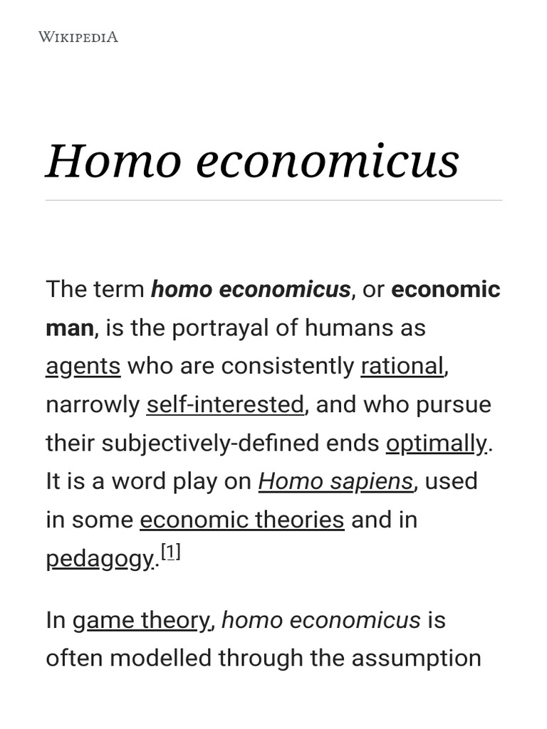 Homo Economicus | Download Free PDF | Psychology | Psychological Concepts