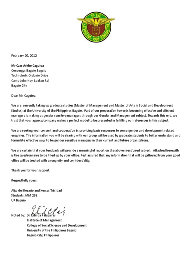 Letter For Organizational GAD Assessment | PDF