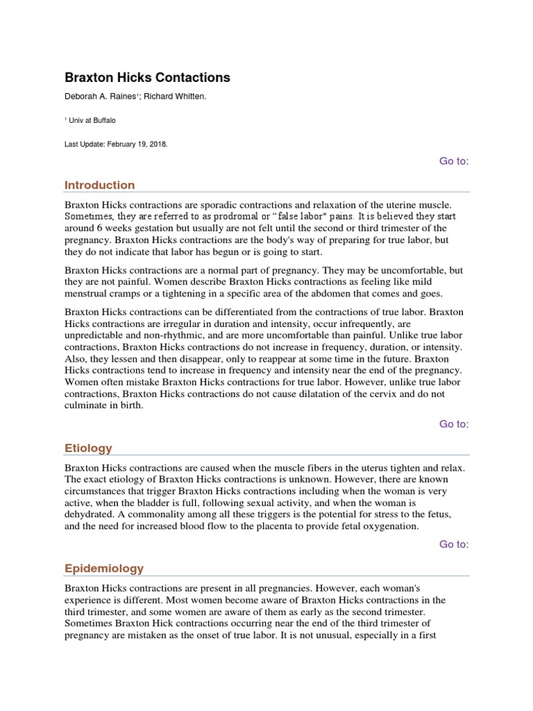 Braxton Hicks Contractions - NCBI | PDF | Childbirth | Pregnancy