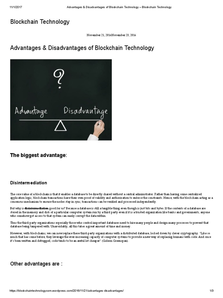 Advantages & Disadvantages of Blockchain Technology - Blockchain ...