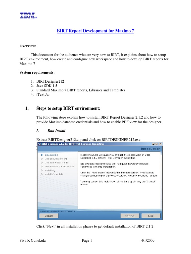Birt Report Development In Maximo 7 Pdf Tab Gui Computer Programming