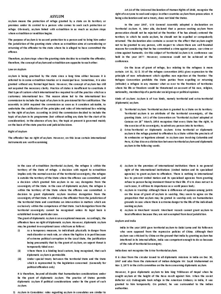 Asylum | PDF | Extradition | Sovereign State