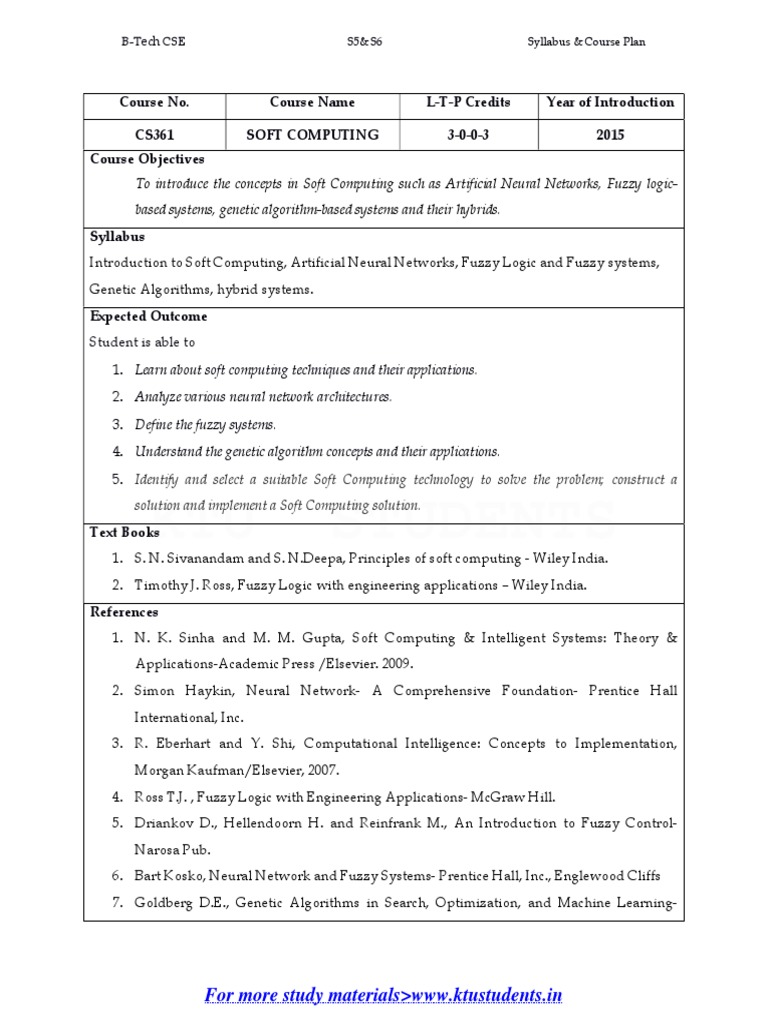 Soft Computing Syllabus | PDF | Fuzzy Logic | Artificial Neural Network Soft Computing Syllabus | PDF | Fuzzy Logic | Artificial Neural Network