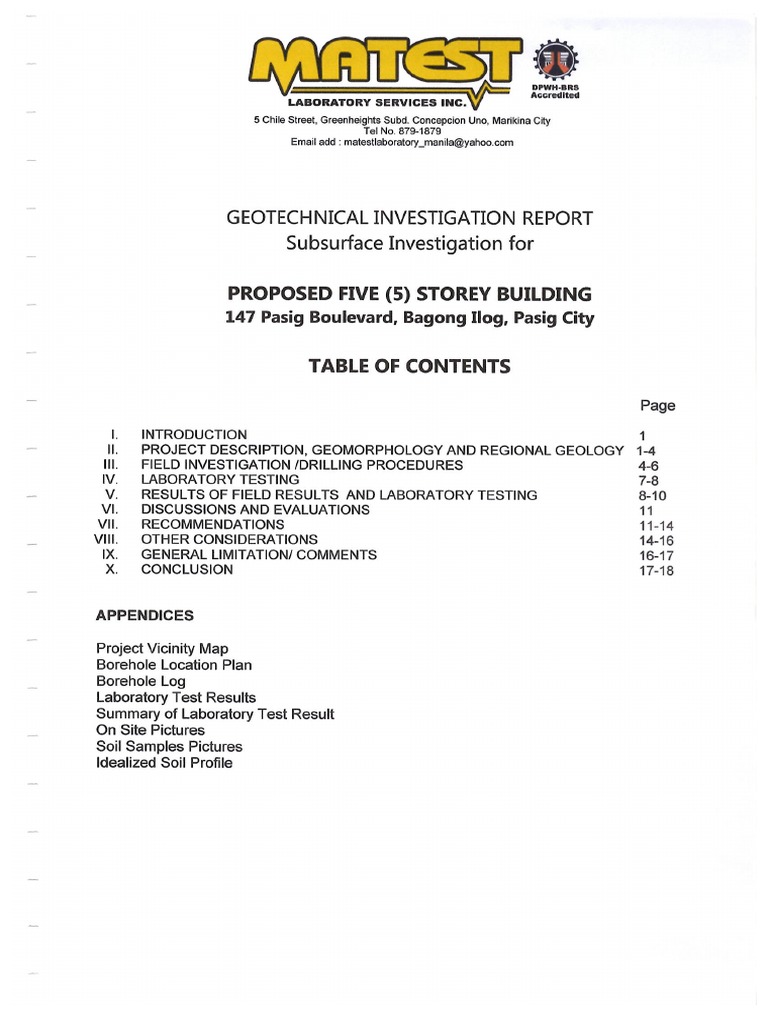 Matest Geotechnical Report (Part 1) | PDF