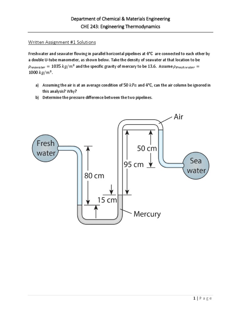 Department of Chemical & Materials Engineering CHE 243: Engineering ...