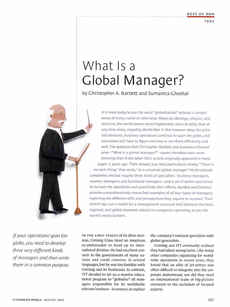 What Is A Global Manager | PDF