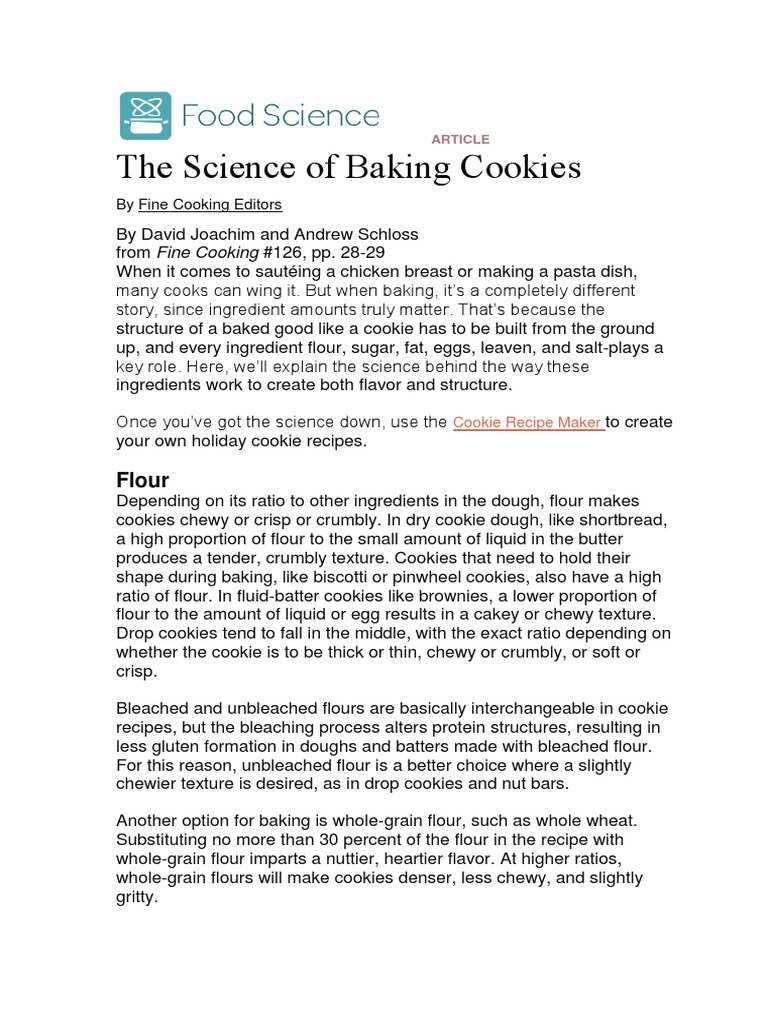 The Science of Baking Cookies | Download Free PDF | Flour | Dough