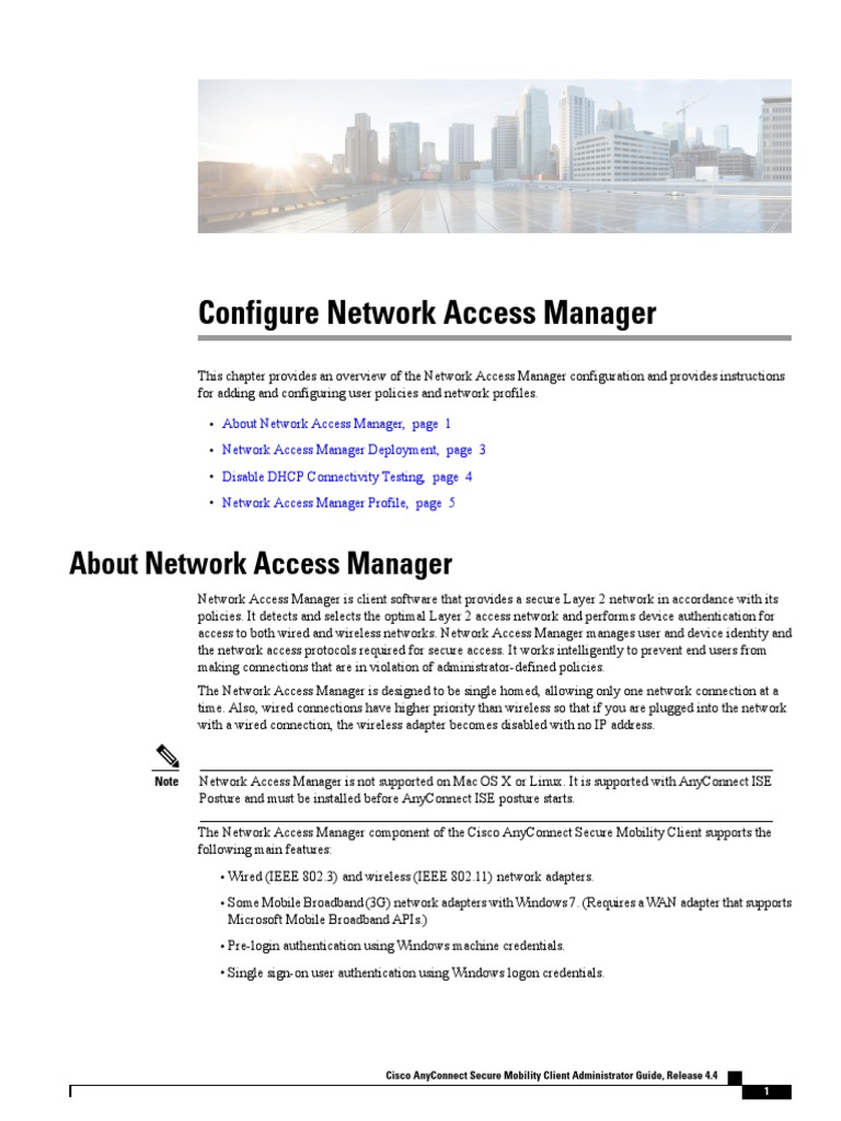 About Network Access Manager | PDF | Computer Network | Wireless Lan