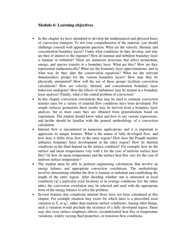 Module 6: Learning Objectives | PDF | Boundary Layer | Fluid Dynamics