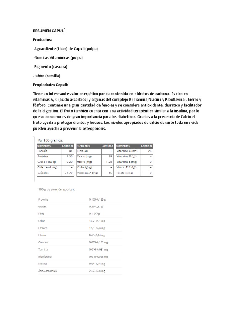 Resumen Capuli | PDF | Vitamina | Antioxidante