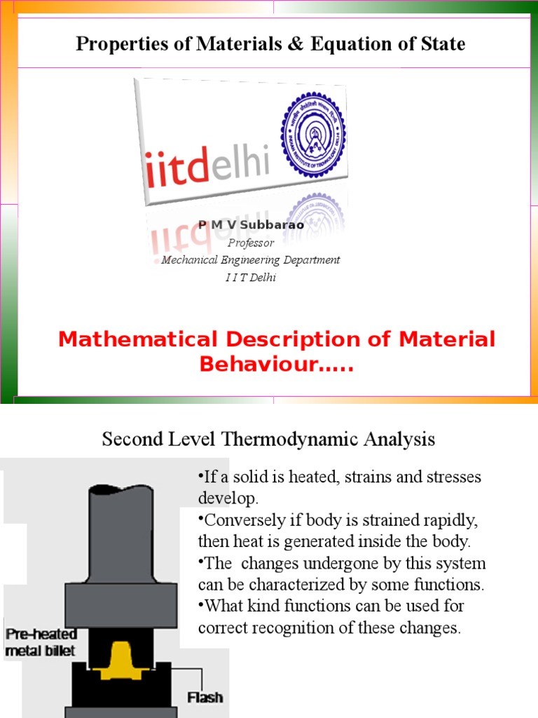 Properties of Materials & Equation of State: Mathematical Description ...