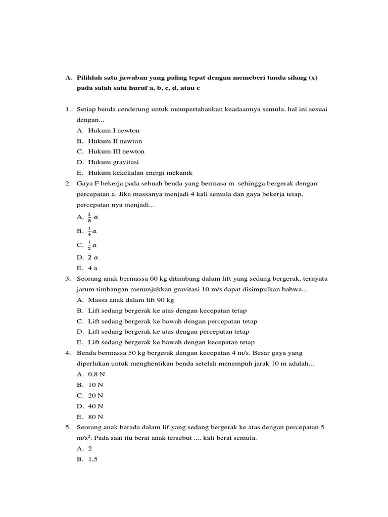 SOAL Dinamika Gerak Lurus | PDF